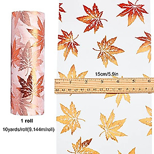 GORGECRAFT Maple Leaf Tulle Fabric Rolls Tulle Spool Ribbon 6 Inch by 10 Yards for Sewing Wedding Crafts Tutu Skirt Birthday Party Decorations (Orange Red)