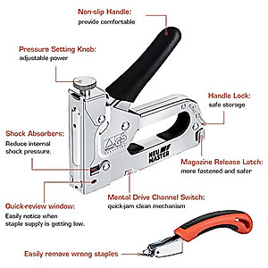 Staple Gun NEU MASTER, 3 in 1 Heavy Duty Staple Gun with Stapler Remover and 2000Pcs Staples, Manual Staple Gun for Upholstery, Fixing Material, Decoration, Carpentry, Furniture