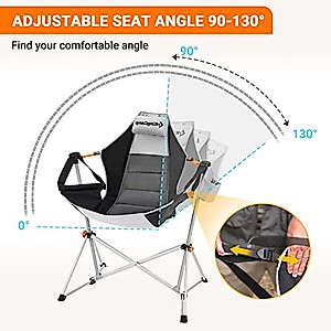 KingCamp Hammock Camping Chair Swinging Rocking Chair for Adults Lawn Beach Camp Outside Portable Folding Chair Hold Up to 264lbs with Adjustable Back Support Carrying Bag Cup Holder