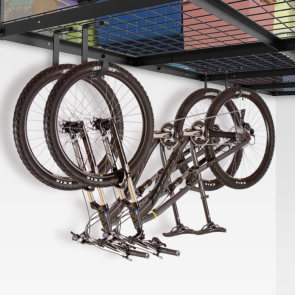 FLEXIMOUNTS 4-Pack Add-On Storage Flat Hook Accessory for Garage Ceiling Storage Rack and Wall Shelving, Black