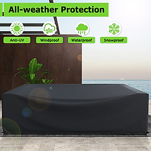 Patio Furniture Covers, 600D Heavy Duty Outdoor Furniture Cover Waterproof, Rectangle Outdoor Table and Chairs Cover, Outdoor Sectional Cover for Winter, Black,126" L x 126" W x 28" H
