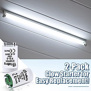 Saillong 2 Pack Upgraded Aluminum Housing Fluorescent Starter with 4-40W Preheat Fluorescent Lamps, CE Certified Fluorescent Tube Neon Starter Use in 110-130V (Compatible with FS-5)