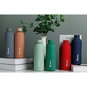 BRAVO Stainless steel Water bottle: Stay Hydrated in Style and Sustainability. Double Wall Vacuum Insulated Thermos, Leakproof, Matte Coated, 17 Ounces, (Pink)