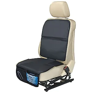 AutoMuko Car Seat Protector, for Baby Seat with Mesh Pockets Keeps Your Car Seat Tidy and Neat - Prevents Skid Marks, Wears and Tears (with One-Year Limited Warranty), Black