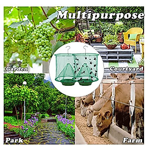6Pack Ranch Fly Trap - Reusable Fly Trap with Tray for Indoor Outdoor Hanging Farms,Stable,Garden,Orchard,Park