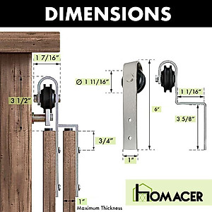 Homacer Mini Brushed Nickel Single Track Bypass Sliding Barn Door Hardware Kit, for Two/Double Doors, 48-inch Long Flat Track, Straight Design Roller, Cabinet TV Stand Console Use…