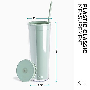 Simple Modern Plastic Tumbler with Lid and Straw | Reusable BPA Free Iced Coffee Cups Double Wall Smoothie Cup | Gifts for Women Men Him Her | Classic Collection | 24oz | Sherbet Swirl
