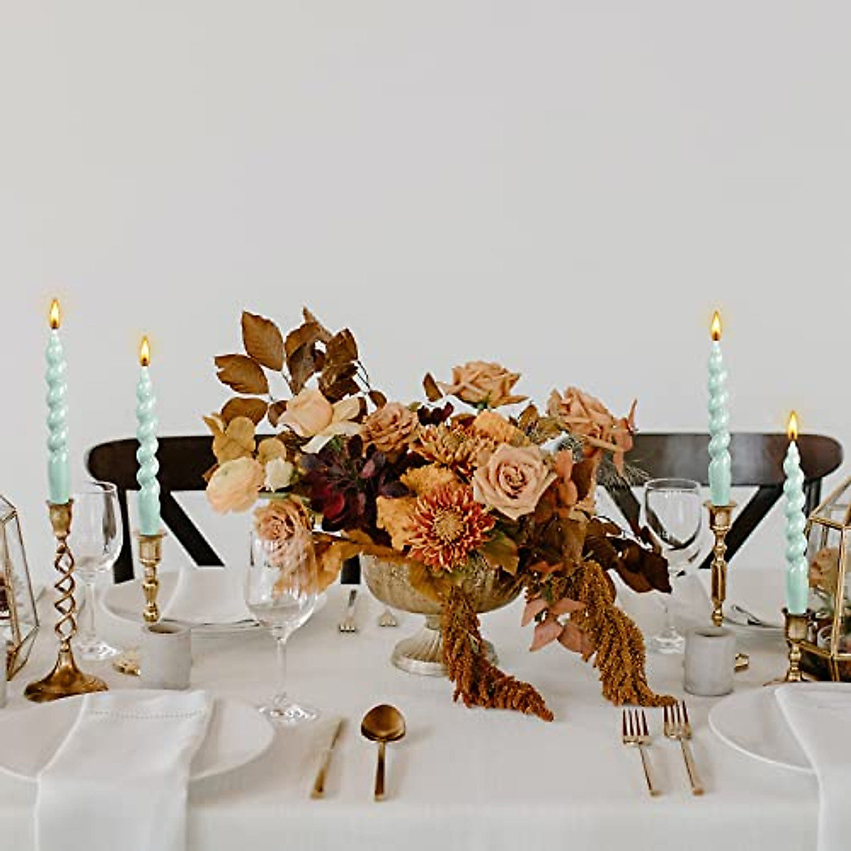 Berkebun 20CM Spiral Taper Candle -Conical Stick Candles,H7.5inch, for Holiday Wedding Party Wax Unscented Dinner Candle Long Votive Candles,Christmas Giftt,Chime Candles.(2, Blue)