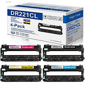 4-Pack(1BK+1C+1M+1Y) DR221CL Drum Unit Set Replacement for Brother DR221 DR-221CL DR 221 CL DR221CL Drum for Brother HL-3140CW HL-3170CDW HL-3180CDW MFC-9130CW MFC-9330CDW Printer