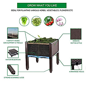Raised Garden Beds Elevated Planter Box for Outdoor Plants Growing Perfect for Vegetables Flowers Fruits Herbs Planting in Patio Balcony, Brown