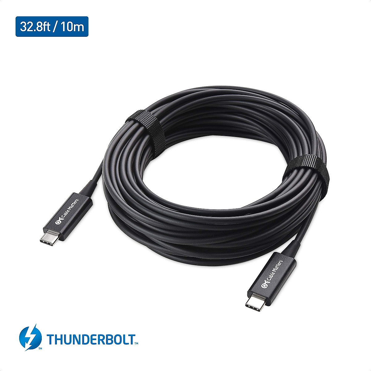[Intel Certified] Cable Matters Active 40Gbps Fiber Optic Thunderbolt 3 Cable in 10 Meters / 32.8 Feet (Not Compatible with USB-C Ports Without The Thunderbolt Logo)