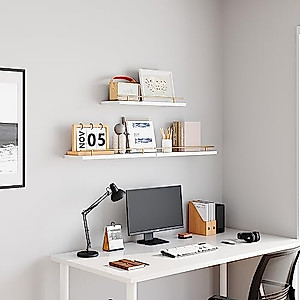 Senjie Floating Shelves for Wall,Bathroom Shelf Set of 3,Wall Shelves for Bedroom,Kitchen,Living Room,Invisible Brackets,White and Gold