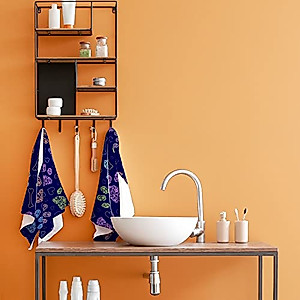 Hand Bath Towels 2 Pack Floral Animal Paw Bone Absorbent Face Fingertip Towels for Bathroom Kitchen Gym Spa Soft Hair Drying Cloth Quick Dry, 30 x 15 Inch