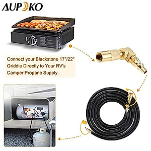 1/4 inch RV Quick Connect Adapter Conversion Fitting Elbow, Low Pressure 90 Degree Elbow Adapter Fitting for Blackstone Tabletop Grill 17 Inch and 22 Inch Propane Gas Camping Grill