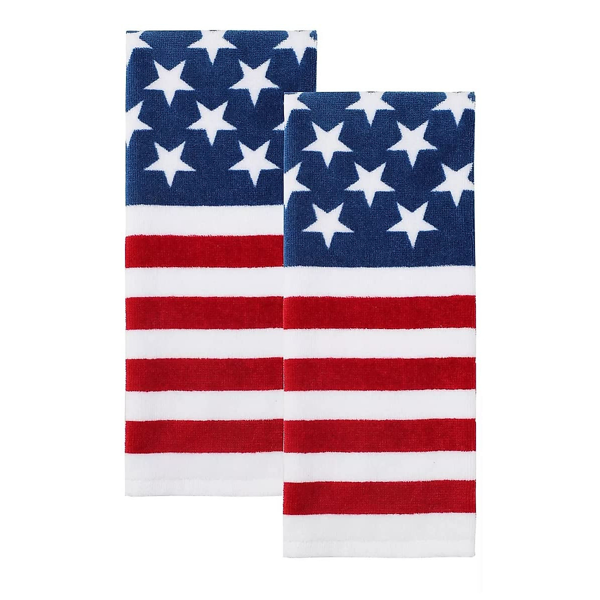 Celebrate Patriotic Kitchen Towels Red White and Blue, Flag Stars and Stripes, Set of 2 Cotton Dishtowels, for 4th of July, Memorial or Labor Day