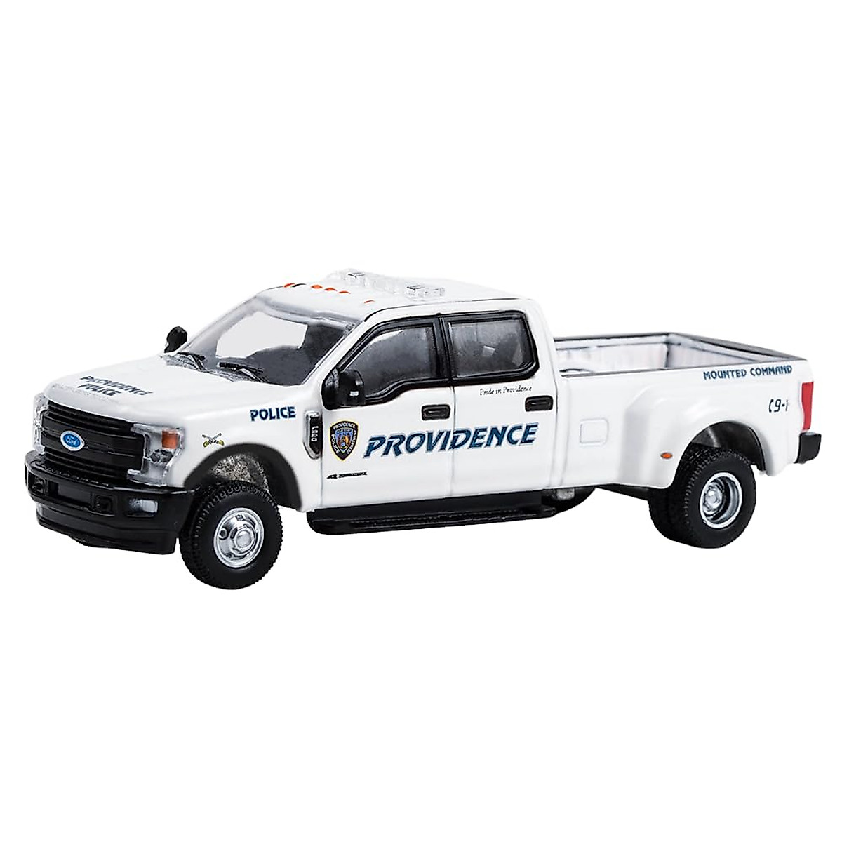 Greenlight 46120-E Dually Drivers Series 12-2018 F-350 Dually - Providence Police Department Mounted Unit, Mounted Command - Providence, Rhode Island 1/64 Scale Diecast