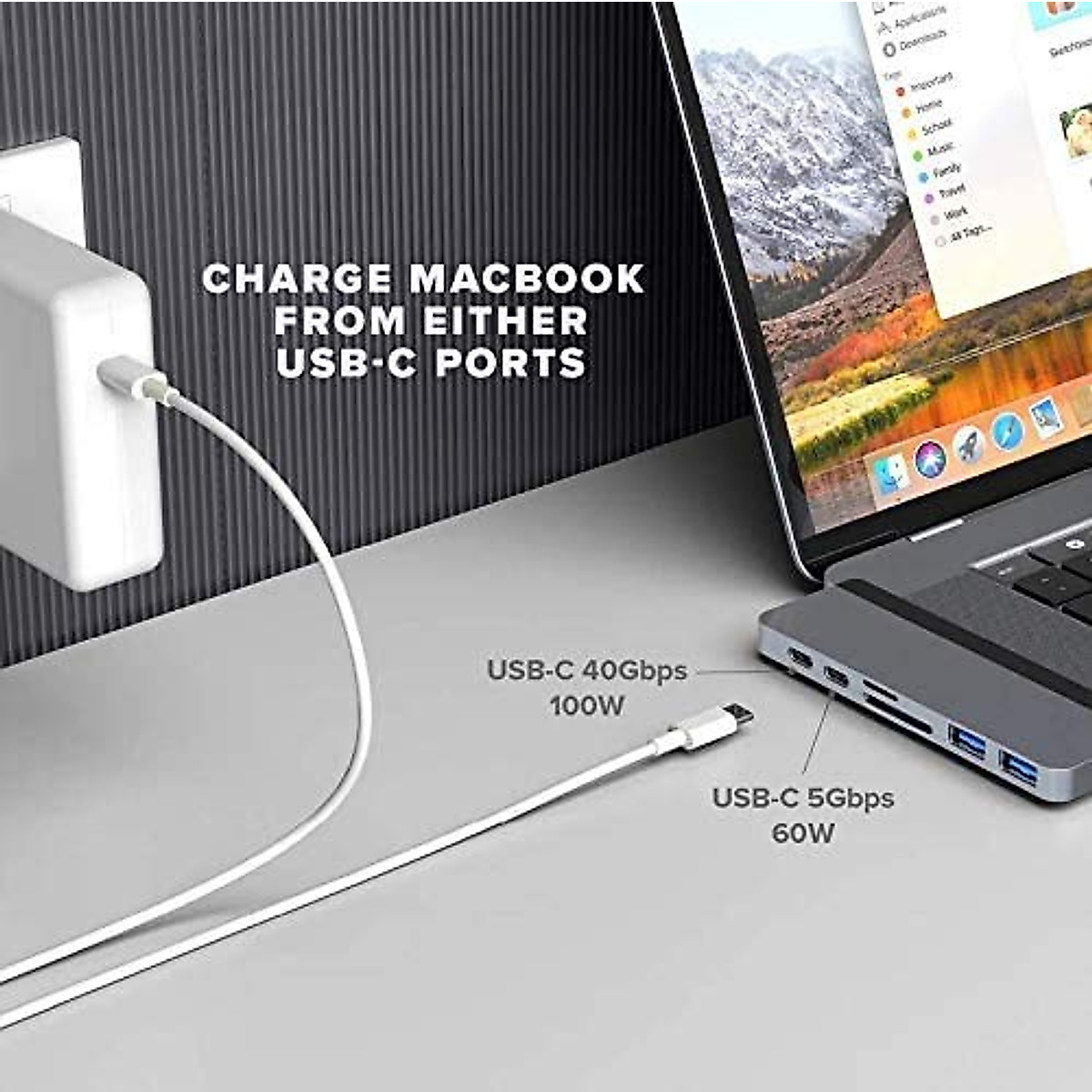 Hyper - New HyperDrive Duo 7-in-2 Hub - USB-C for MacBook Pro/Air - HDMI 4K60Hz HDR, USB-C 40Gbps 100W PD, USB-C 5Gbps 60W PD, MicroSD/SD 3.0 UHS-I 104MB/s, 2 x USB-A 5Gbps - Space Gray