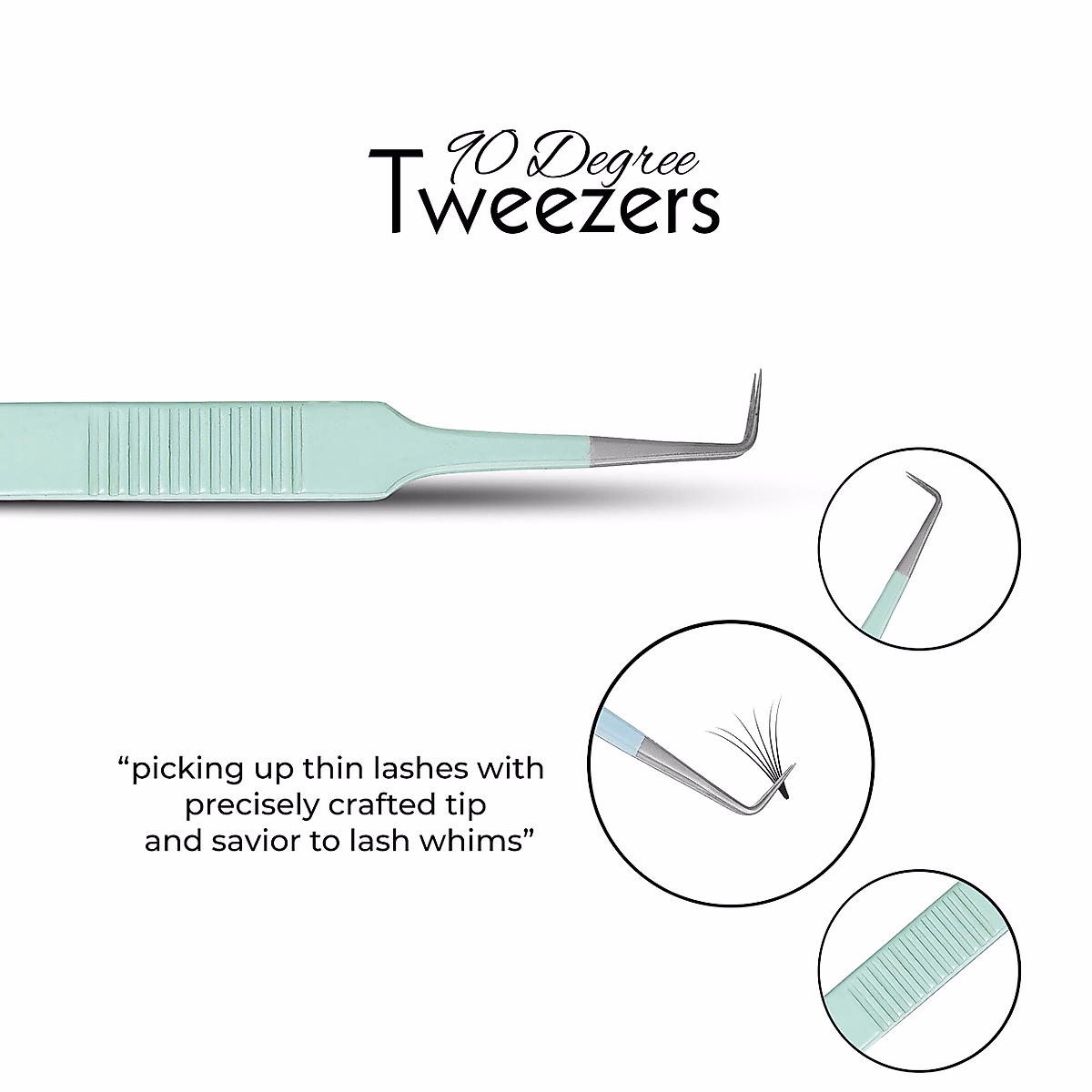 SIVOTE Lash Tweezers for Eyelash Extensions, Set of 3 - Volume, Volume Boot, Slim 90 Degree Tweezers with Fiber Tips in Pastel Colors, Ideal for Mega, Volume & Russian Lashes - Includes Leather Pouch