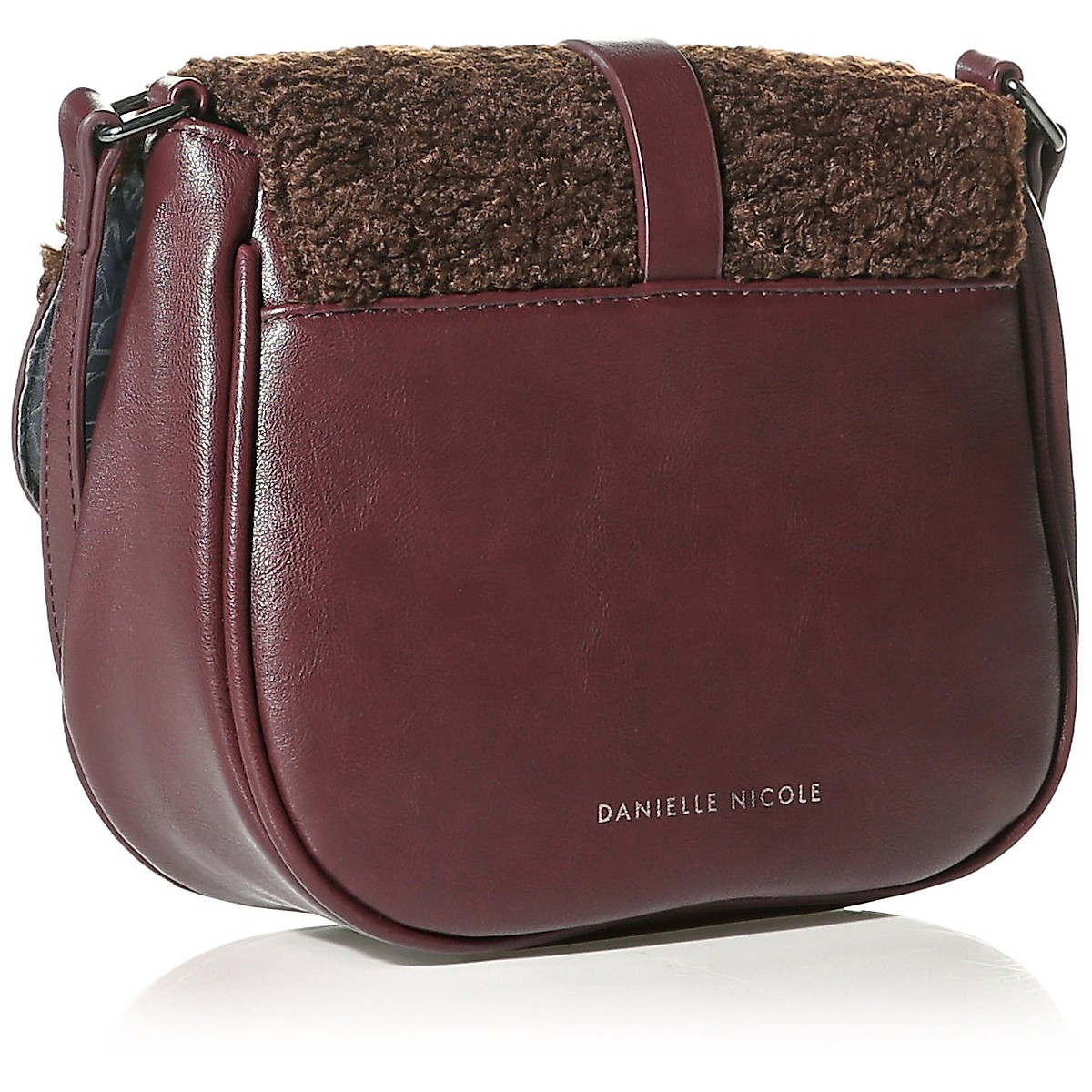 Danielle Nicole Womens Minx Faux Leather Flap Saddle Handbag Purple Small