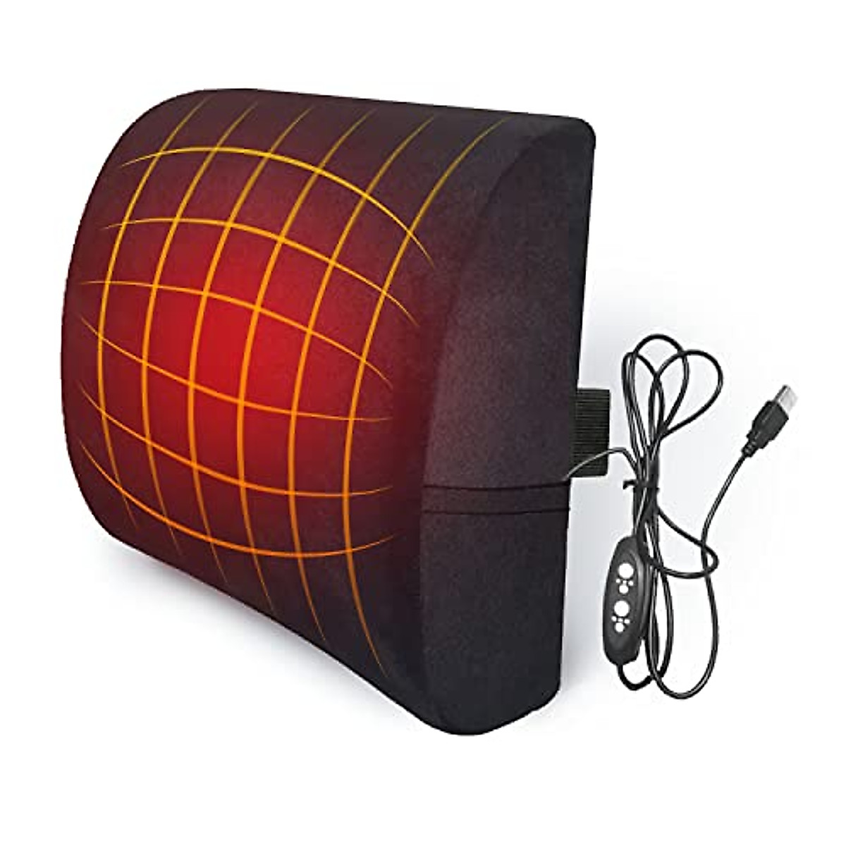 Heating Lumbar Support Pad for Back Pain Relief, Electric Heated Pad for Back with Strap, Soothing Heat Therapy 3 Heat Settings Timer Settings, Heating Technology for Waist, Abdomen, Neck, Shoulders