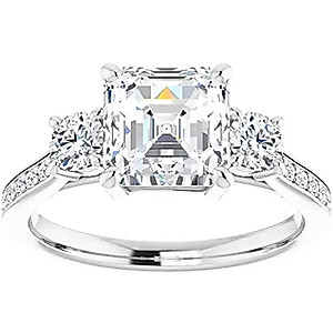 Moissanite World 3-Stone Moissanite Ring Heart 2.0CT, Moissanite Engagement Ring/Moissanite Wedding Ring/Moissanite Bridal Ring Set 925 Sterling Silver Perfact for Gift Or As You Want (11)