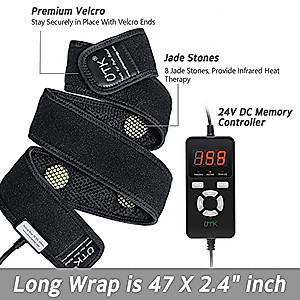 UTK Jade Infrared Heating Pad Wrap, Far Infrared Therapy Flexible Wraps for Wrist Elbow Leg and Arm - 47 X 2.4" with 8 Jade Stones, Auto Off and MEM Function