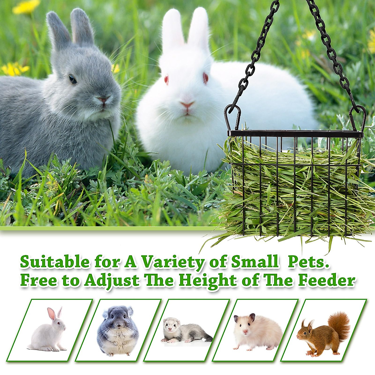 Rabbit hay Feeder Sangle Sopffy 2PCS, Guinea Pig hay Feeder with Metal Frame for Guinea Pig Chinchilla Bunny, hay Feeder Rabbit, Chinchilla cage Accessories