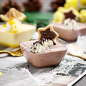 TOFLEN 100ct 2 oz Mini Dessert Cups with Spoons, Clear Plastic Reusable Small Party Serving Cups for Appetizers, Hors D'oeuvres Plates