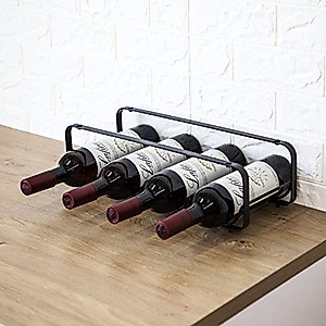 Home Zone Kitchen Tabletop Wine Storage Rack, Stackable Modular Design, Holds up to 4 Bottles (Oil-Rubbed Bronze)