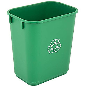 13 Qt. / 3 Gallon / 11 Liters Green Rectangular Recycling Wastebasket.Kitchen Waste Container Commercial Trash Can Recycle Bin