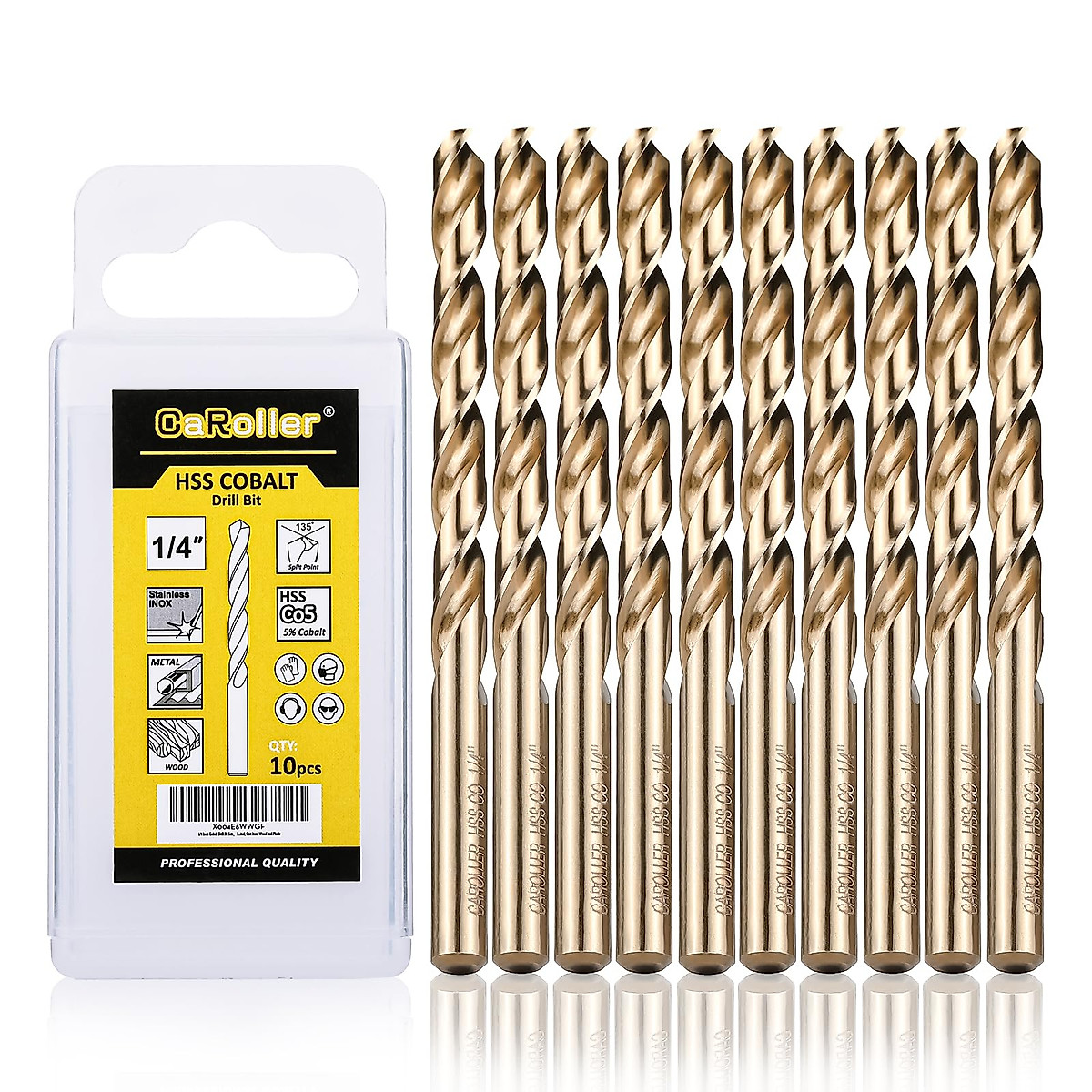 CaRoller Cobalt Drill Bit Set 29-Piece M35 Cobalt Steel Metal Drill Bits Durable Round Shank Drill Sets for Steel, Wood Plastic Sheet Metal – Includes Practical Cup-Type Holder