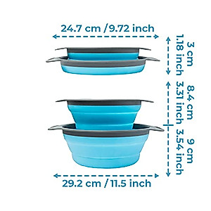 Say Goodbye to Clunky Colanders: 2-Piece Silicone Collapsible Colander Set by Comfify™- Compact, Convenient, and Ideal for Any Kitchen