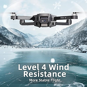 le-idea Drone with Camera 4K Brushless Motor 2 Cameras Drones for Adults 40km/h Max Speed Level 4 Wind Resistance 5GHz WiFi FPV Quadcopter for Beginners IDEA16