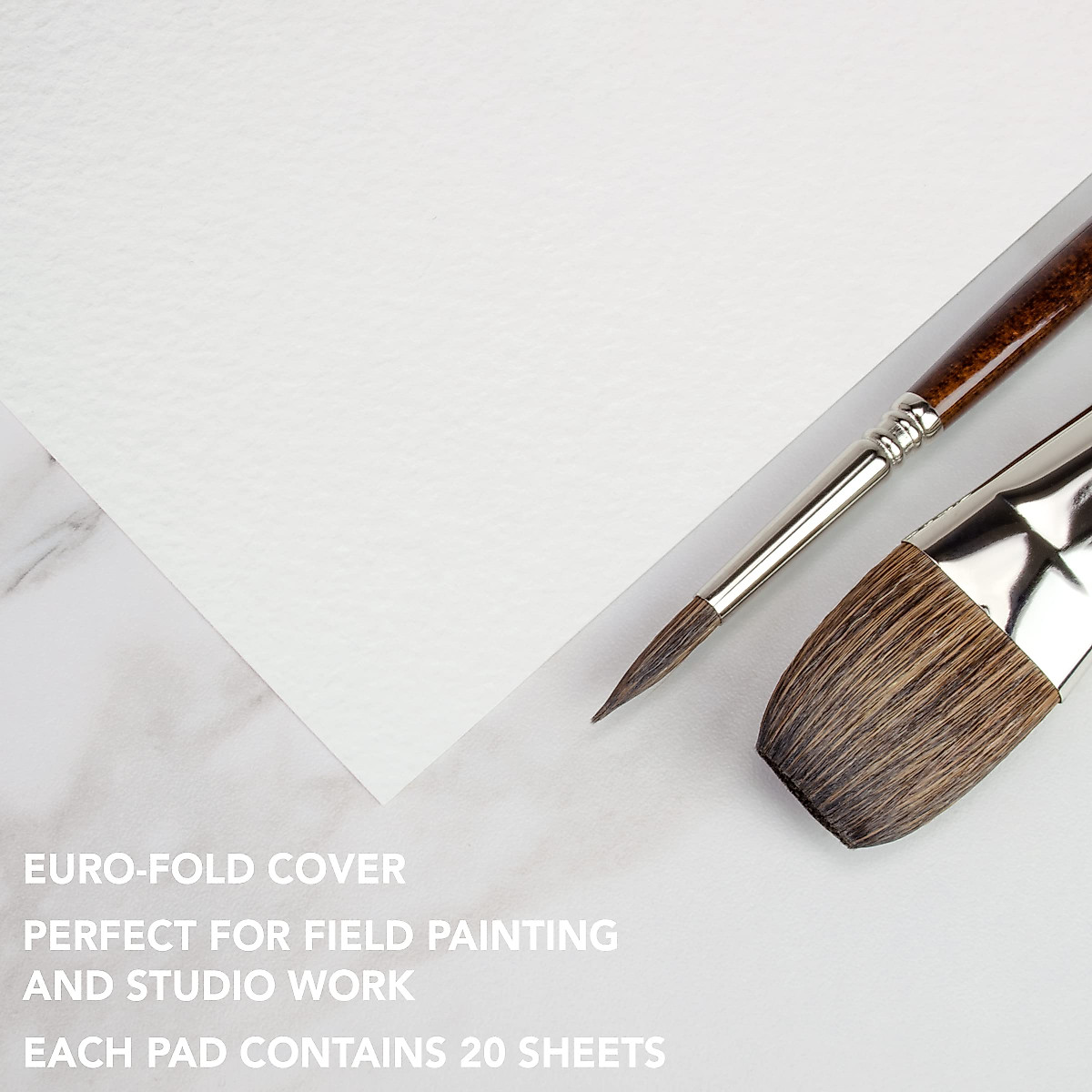 Fluid Artist Watercolor Pad, 140 lb (300 GSM) Cold Press Paper Pad for Watercolor Painting and Wet Media, Fold Over, 12 x 18 inches, 20 White Sheets