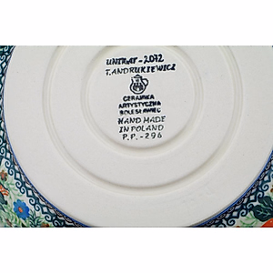 Authentic Polish Pottery Tagine Pot Signature UNIKAT in Red Jackmanii Design Handmade in Bolesławiec Poland by Ceramika Artystyczna + Certificate of Authenticity