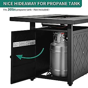 YITAHOME 43 Inch Propane Fire Pit Table, 50,000 BTU Gas Fire Pit with Ignition Systems, Iron Tabletop, Lava Rock, Lid, Rectangular Outdoor Firetable for Patio Deck Garden Backyard (Black)