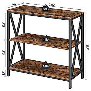 MAHANCRIS Sofa Table, Industrial Console Table, 3-Tier Narrow Side Table with Open Shelves, Foyer Table for Entryway, Hallway, Kitchen, Living Room and Bedroom, Easy Assembly, Rustic Brown, CTHR8001Z