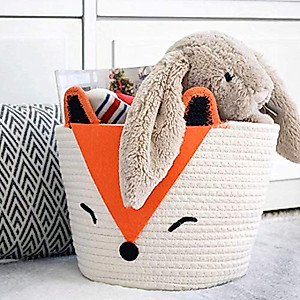 T&T Homewares Small Cute Orange Fox Basket for Baby Diaper Organizer, Baby Laundry Baskets, Nursery Storage, Kids Room Organizer, Woodland Nursery Decor, Dog Cat Toy Basket