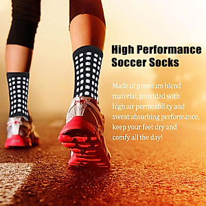 Ultrafun 5 Pairs Soccer Socks with Grip Pads Non Slip Football Basketball Sports Socks for Men Women (5Pairs-Black)