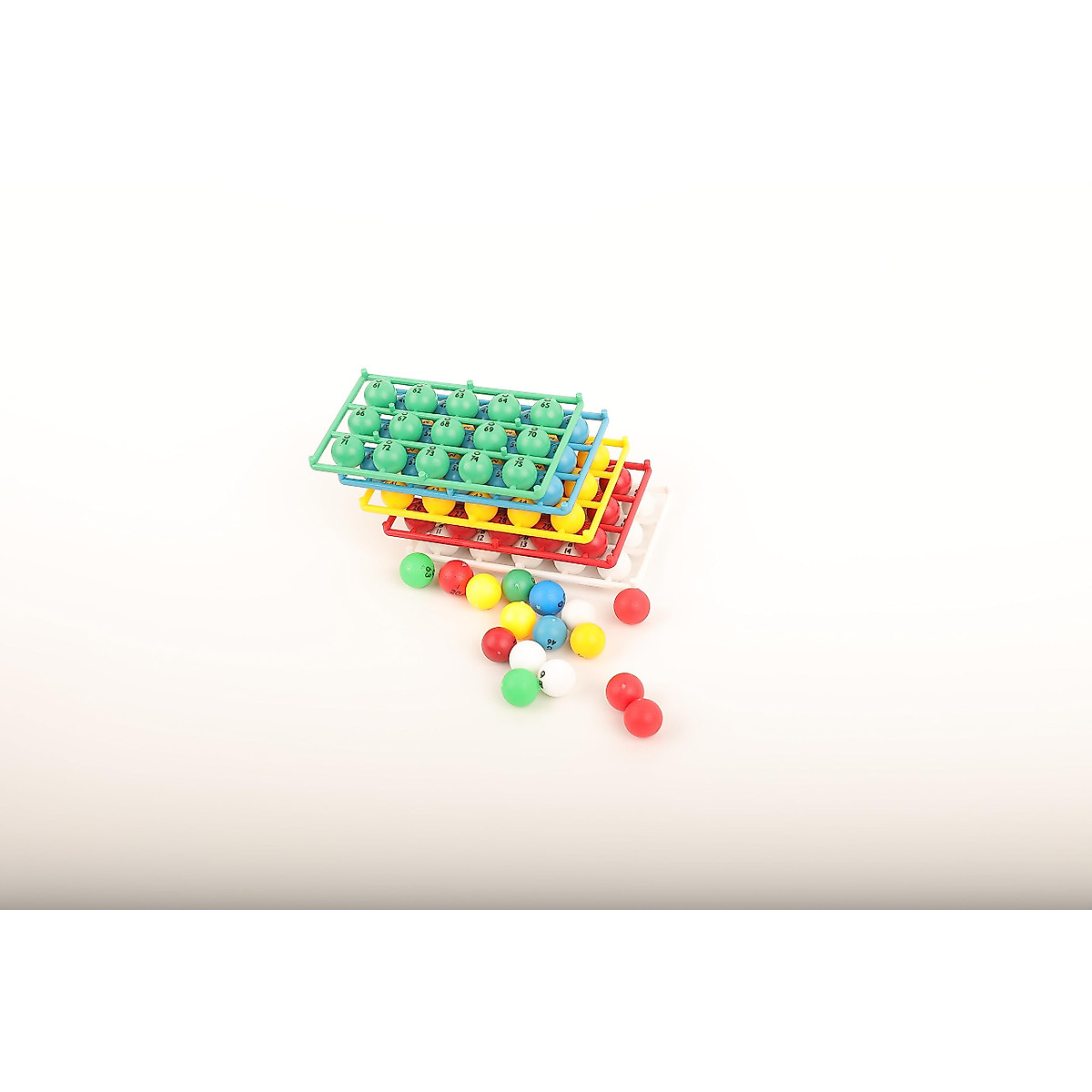 jiujiu&liuliu Deluxe Bingo Game Set with 6 Inch Metal Round Cage, 75 Colored Bingo Balls, 18 Bingo Cards, 150 Mix Bingo Chips and Bingo Master Board