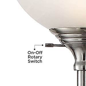 360 Lighting Maddox Modern Torchiere Floor Lamp 71" Tall Satin Nickel Silver Slim Profile Alabaster Glass Shade Pole Light for Living Room Reading House Bedroom Home Office