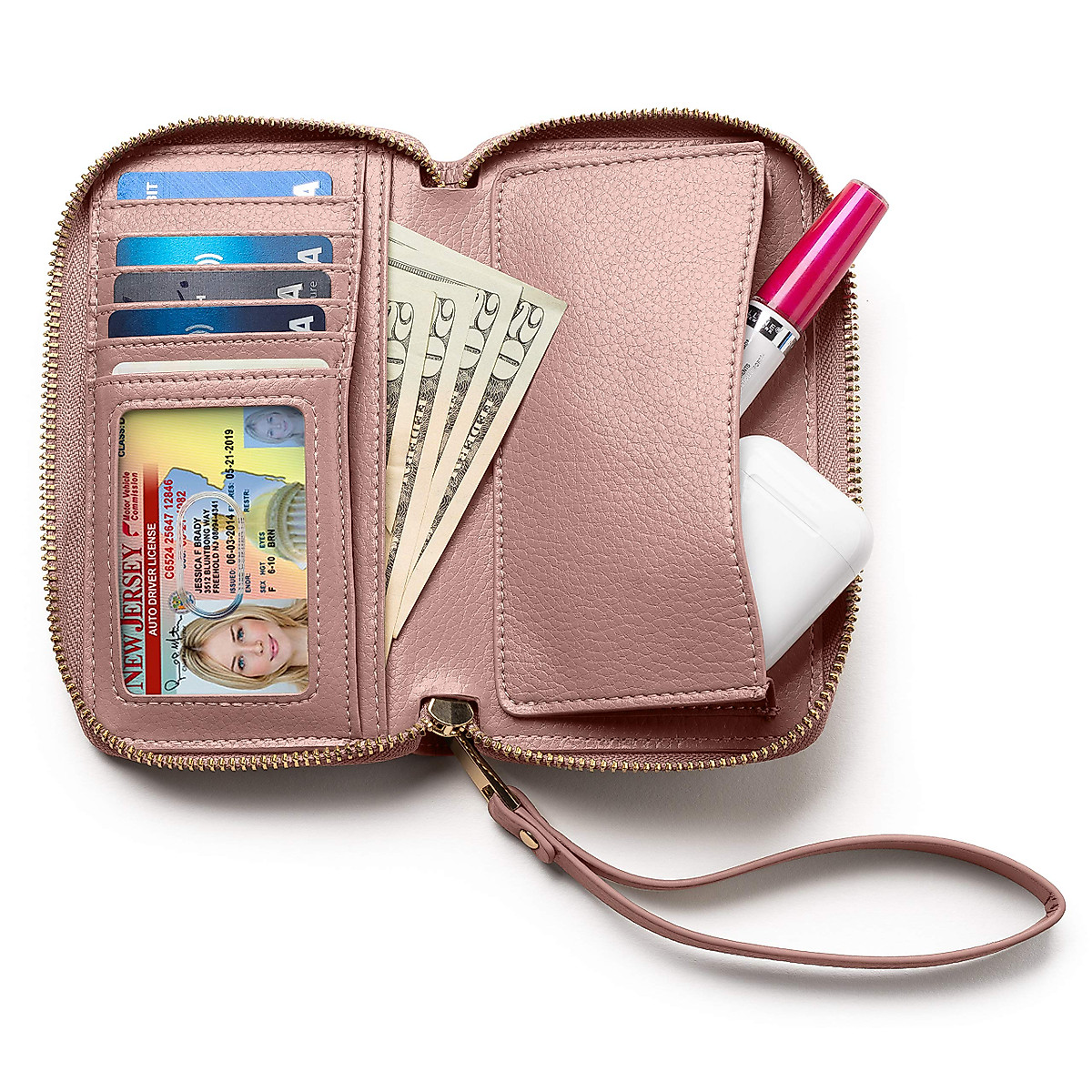 Claasico Women's Slim Wristlet Wallet | RFID Block, 6 Credit Card, Money & Receipt Organizer