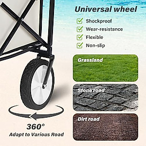 YSSOA Portable Rolling Folding Garden Cart with 360 Degree Swivel Anti-Slip Wheels & Adjustable Handle, 220lbs Weight Capacity, White