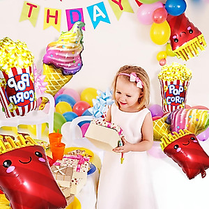Big Popcorn Balloon Movie Night Party Decoration Carnival Circus Party Supplies, 6 Pack Cartoon Movie Popcorn Balloons Food Mylar Balloons For Happy Birthday Baby Shower Bridal Wedding Supplies