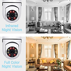 dexinlong Wireless WiFi Light Bulb Security Camera 360 Degree E27 Bulb Security Camera Outdoor 1080P Home Surveillance Cameras System with Human Motion Detection and Alarm (White-1pc)