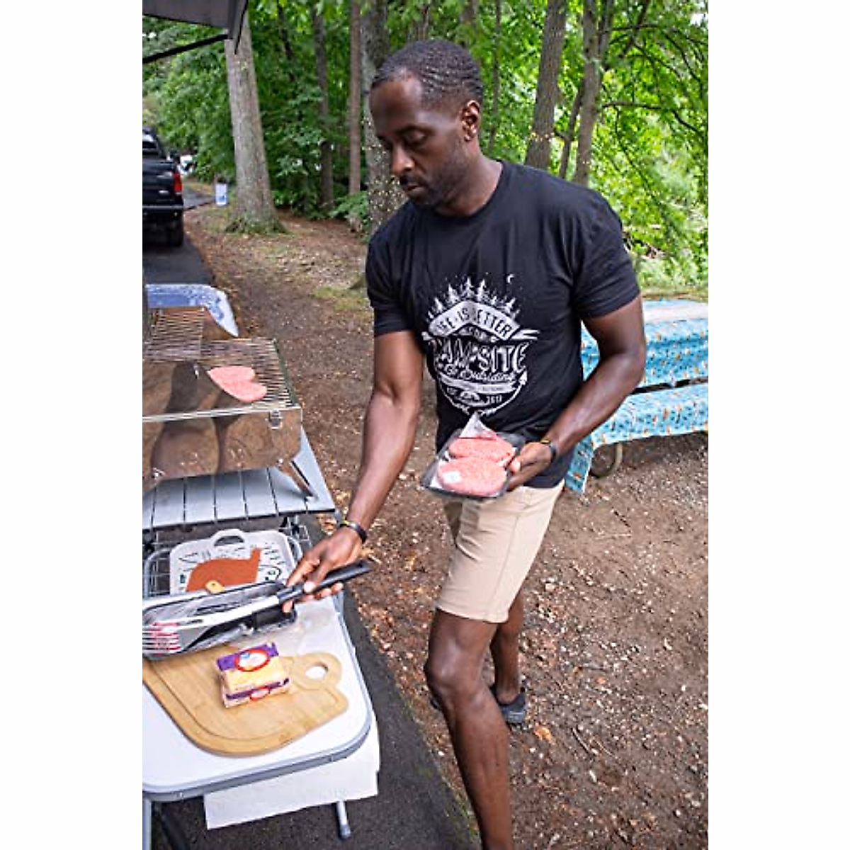 Camco Life is Better at The Campsite Retro RV Shaped Bamboo Wood Cutting Board for Food Prep-Doesn't Dull Knives, Resists Moisture (53089)