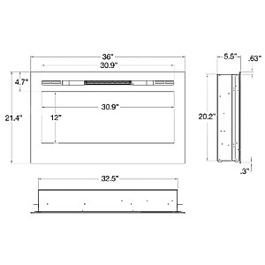 Regal Flame Lexington 35" Built-in Ventless Heater Recessed Wall Mounted Electric Fireplace - Log