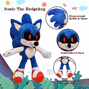 sh Toys 14.6 Inch Evil Dark Sonic.exe Plush Toy, Blood Dark Sonic Stuffed Plush Doll, Gift for Kid Adult and Game Sonic Fans (Sonic exe)