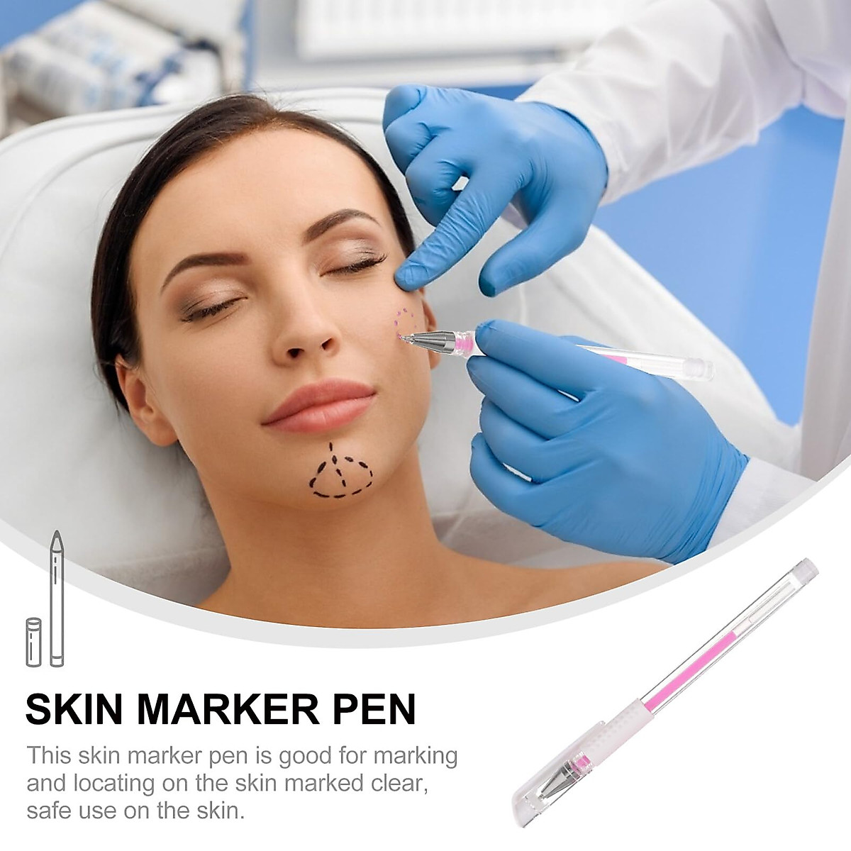 Pink Eyebrow Microblading Marker Pen Skin Marker Pen Stencil Markers Pen Eyebrow Marker Pen Pink (3 *Pen + 6 *Pen Refills)