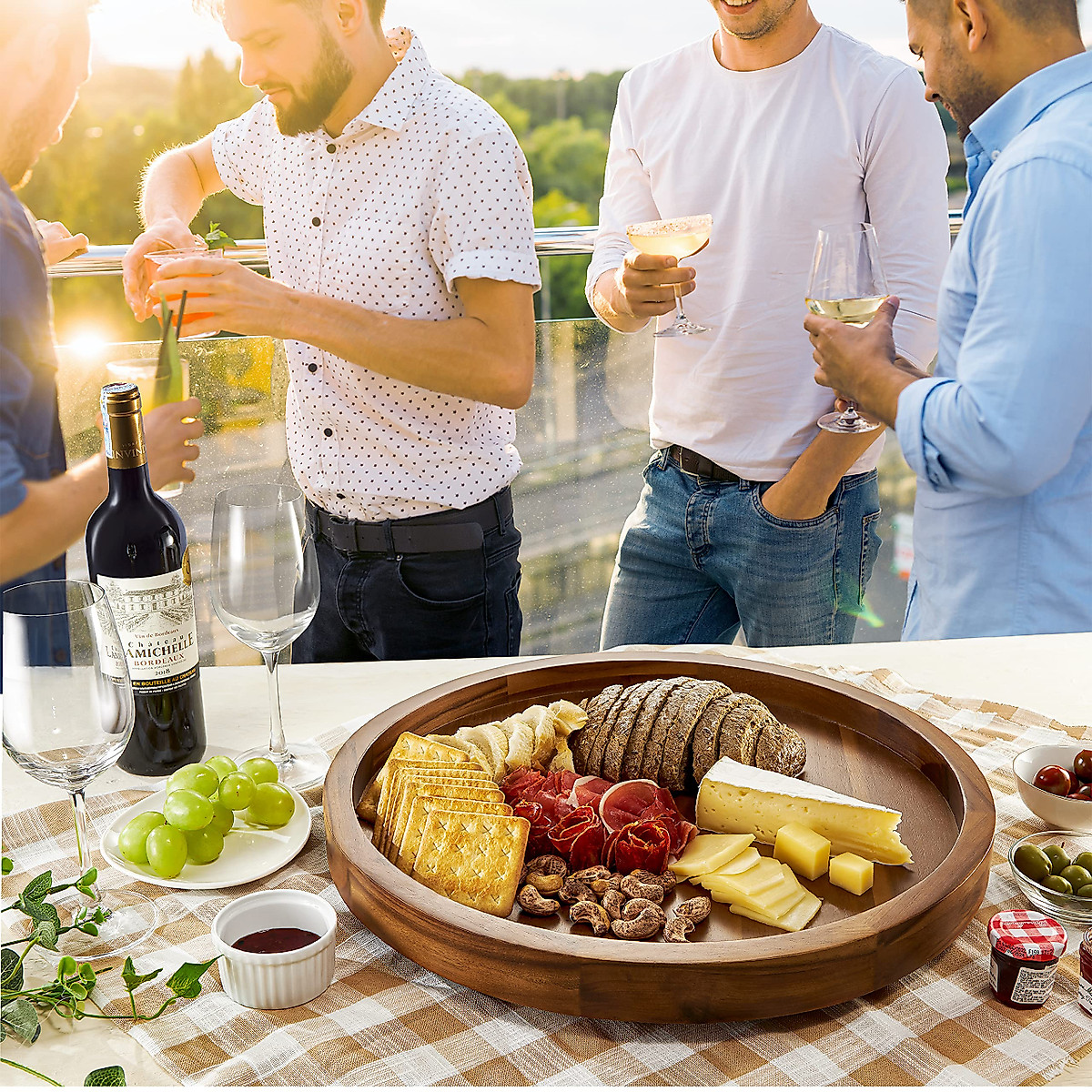 TIDITA 18" Acacia Lazy Susan Organizer for Table - Wooden Lazy Susan Turntable for Cabinet - Kitchen Turntable Storage Food Bins Container for Pantry, Countertop (Acacia Wood)